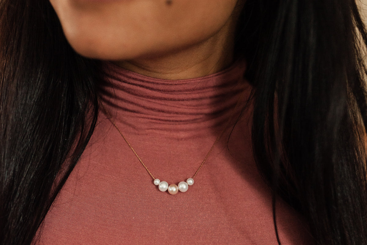 Graduated Floating 5 Pearl Necklace | Purity Pearls